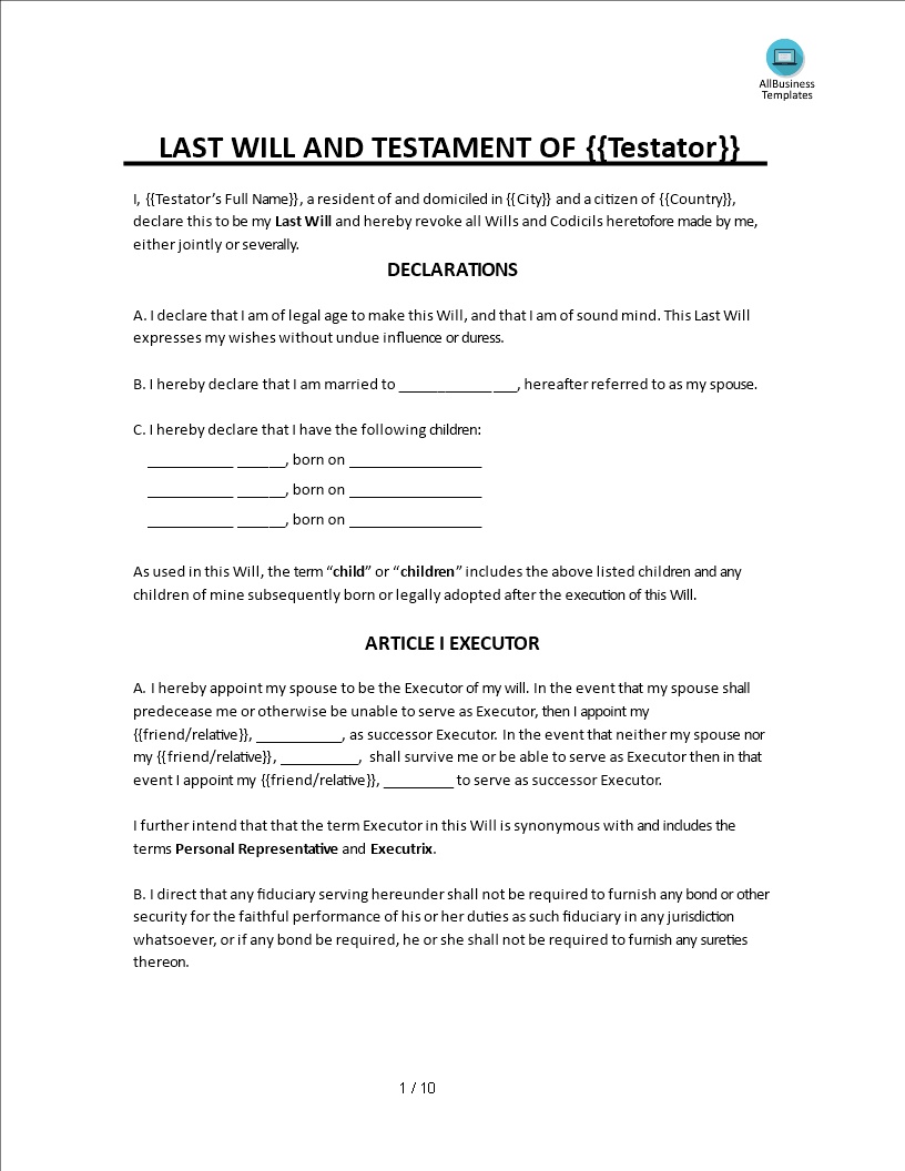 Tips For Writing A Will Template A Step By Step Guide